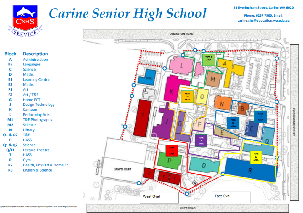 School Map, Timetable, and Term Dates - Carine Senior High School